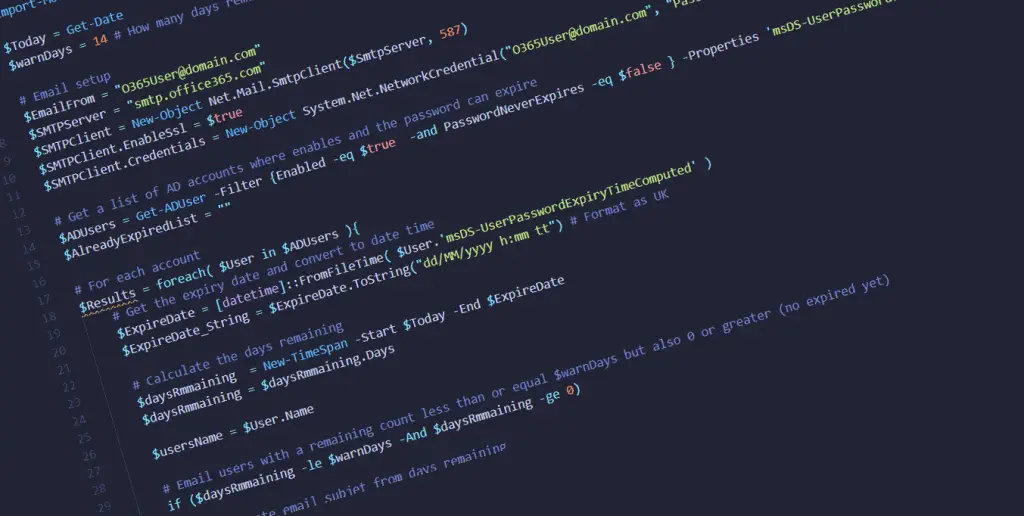 Powershell Notify Users Of An Upcoming Ad Password Expiry Via Email