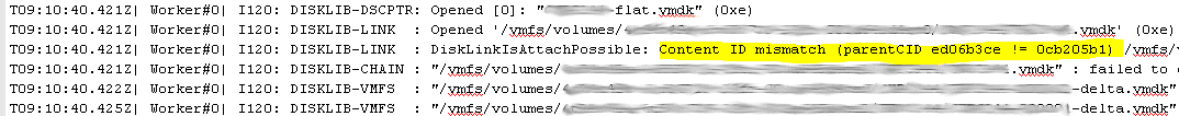 VMware: The parent virtual disk has been modified since the child was created. The content ID of ...
